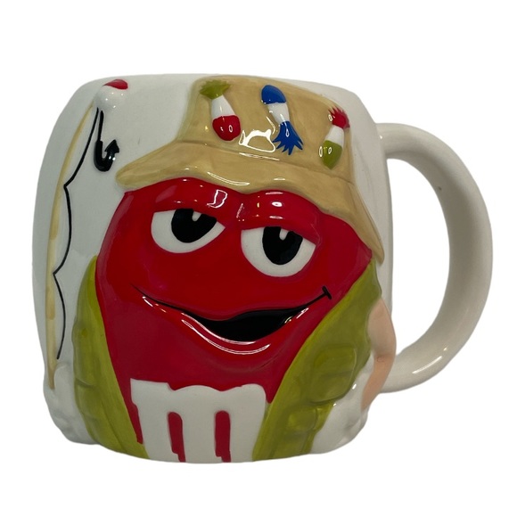 M&M'S | Other | Mm Red Fishing Ceramic Mug Oversized Coffee Cup | Poshmark